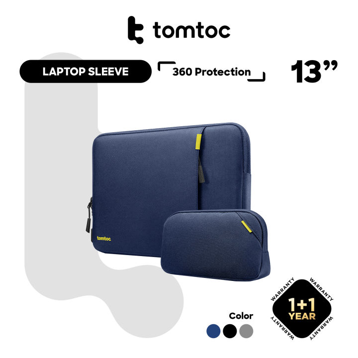 Tomtoc 13 Inch Versatile 360 Protective Laptop Sleeve With Pouch