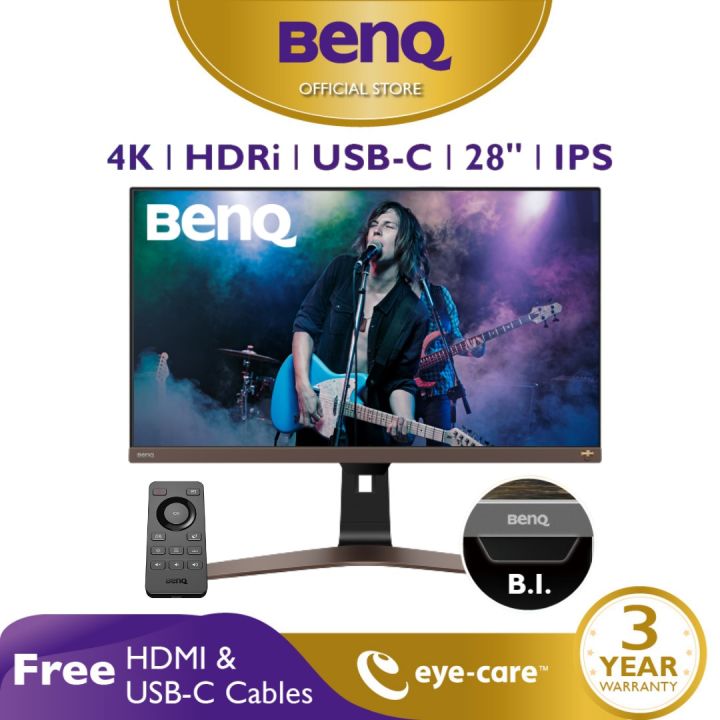 Monitor BenQ EW2880U 28" 4K UHD HDRi IPS USB-C Monitor Dengan Free-Sync ...