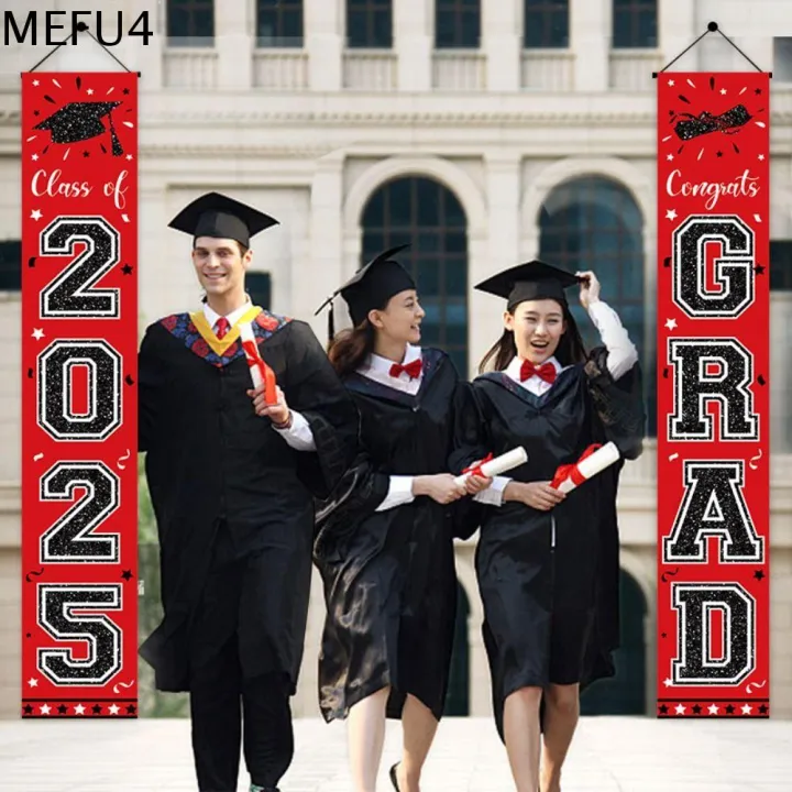 MEFU4 Chúc mừng Grad Biểu ngữ biển hiệu tốt nghiệp hiên nhà Lớp 2025 Đỏ ...