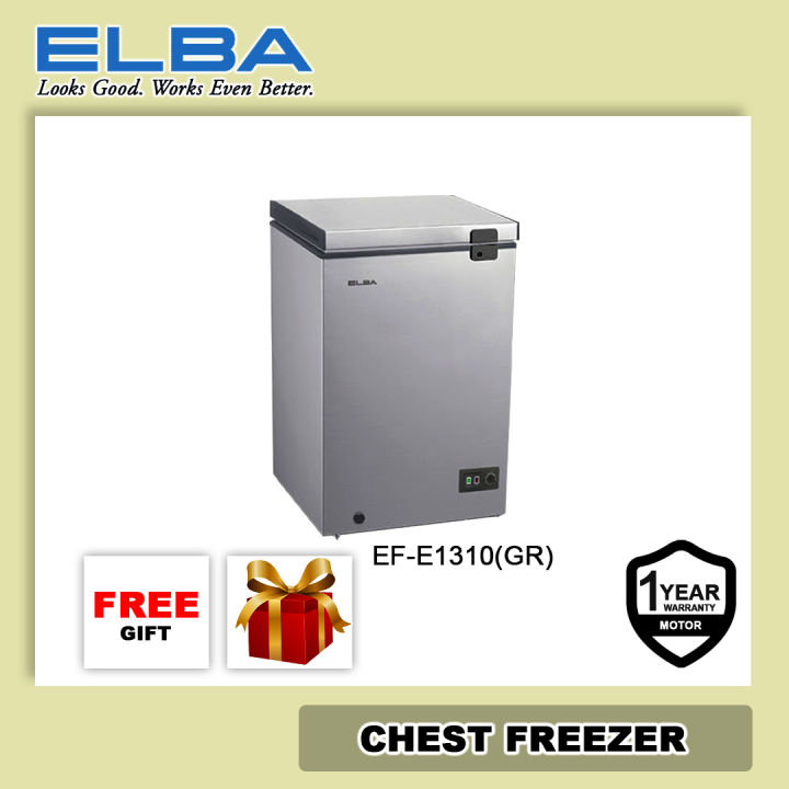 (AUTHORISED DEALER) ELBA Chest Freezer ARTICO 130L EF-E1310(GR) (Free ...