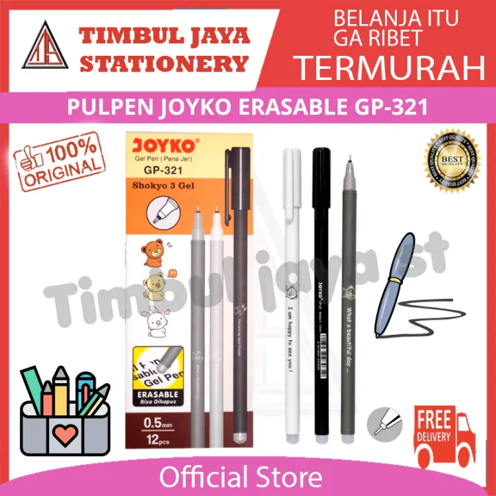 TJS Joyko Isi 12pc Pen gel hapus Joyko Erasable Gel Pen Pulpen Bisa Dihapus Joyko Shokyo 4 Gel 0 ...