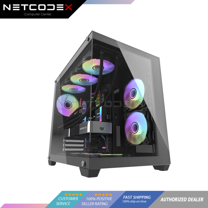 DarkFlash C285P ATX Tempered Glass Side Panel Gaming PC Case Black | Lazada PH