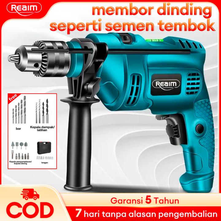 REAIM Bor dinding yang dapat dibor Bor set perkakas listrik Bor benturan Bor tangan Untuk ...