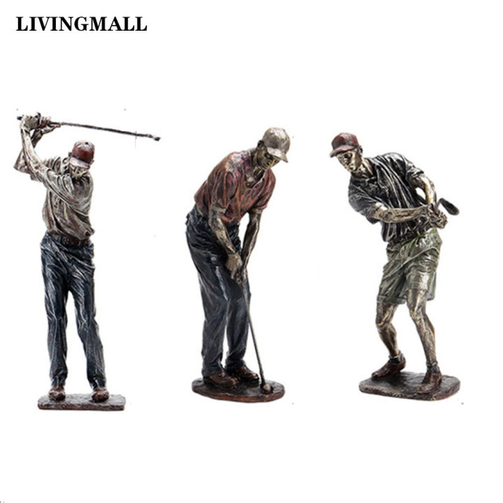Livingmall Retro Golf Statue Resin Vintage Golfer Figurines Home Office ...