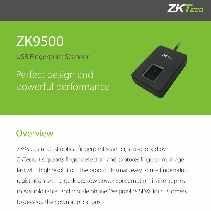 ZKTeco ZK9500 เครื่องสแกนลายนิ้วมือแบบ USB บันทึกลายนิ้วมือเข้า ...