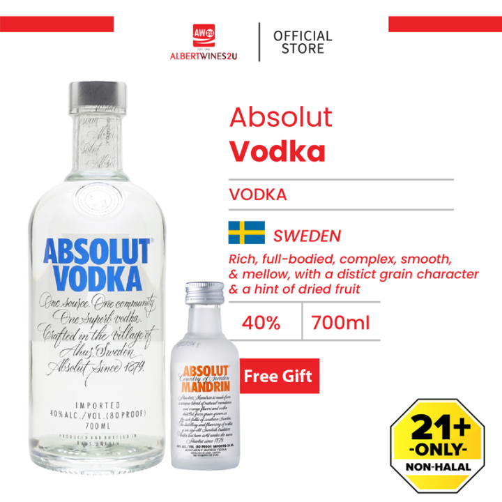 Absolut Vodka (700ml) No Sugar Liquor 伏特加 酒 (Free Miniature) | Lazada