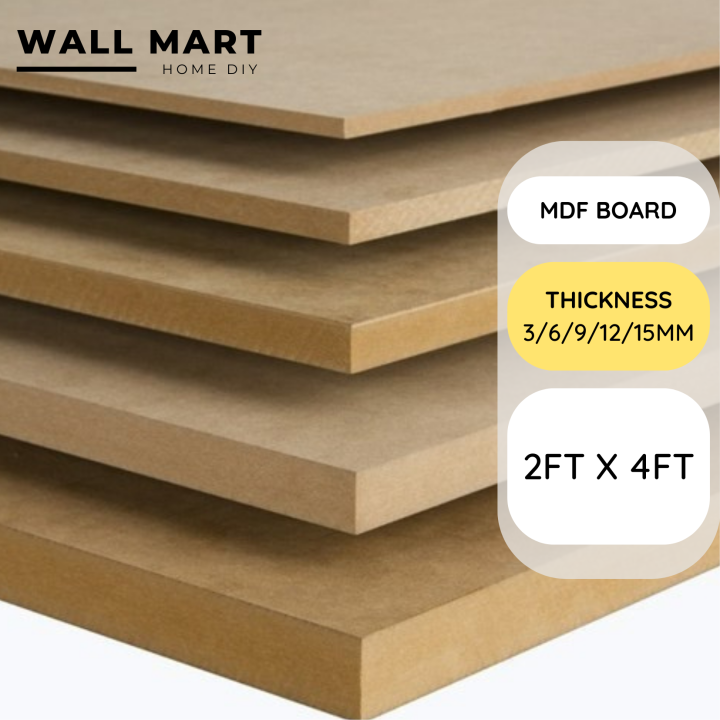 【Ready Stock】MDF board 2FT x 4FT / Thickness 3mm/6mm/9mm/12mm/15mm ...