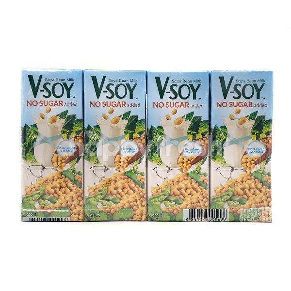 V-SOY NO SUGAR ADDED/MULTIGRAIN SOYA BEAN MILK 200ML x 4 PACKET **WITH ...