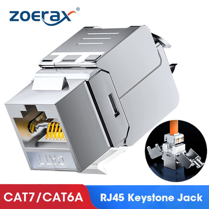 ZoeRax CAT8 Cat7 Cat6a Keystone Jack Shielded STP RJ45 Tool-Less Type Zinc Alloy Module Adapter ...