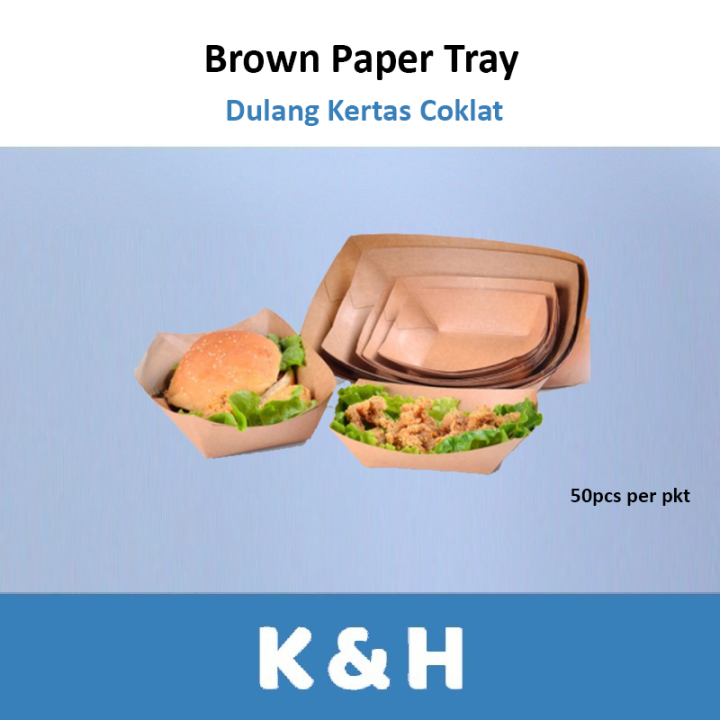 [50pcs/Pkt] Brown Paper Tray / Krathong Tray / Rain Drop Tray / Paper ...