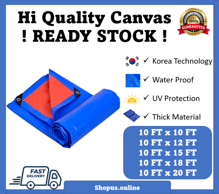 Canvas 10FT Blue Orange Water Resistance Waterproof Flexible Sheet ...