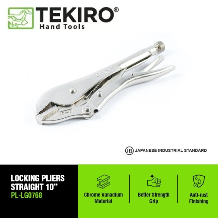 TEKIRO Tang Jepit Buaya 10inch / Locking Grip Pliers Straight 10 inch ...
