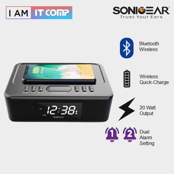 SonicGear Pandora Classic 1100 True Wireless Clock Speaker With FM ...