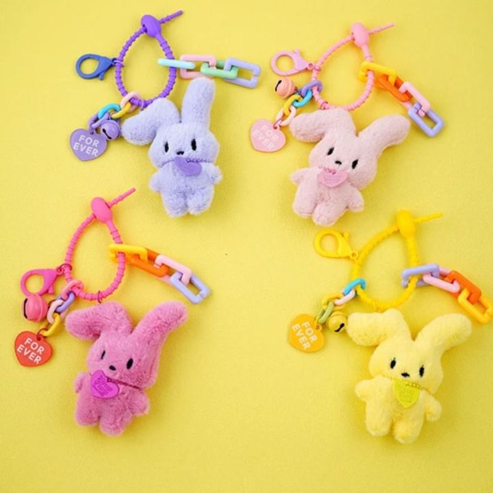 MING1996 Bông PP Móc khóa thỏ vải lông Nheo Mắt Lông mịn Móc khóa hình ...