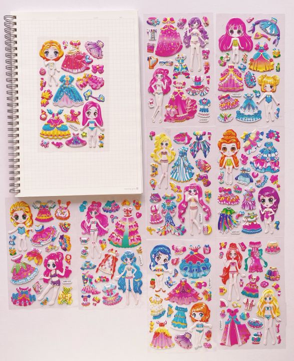 Combo 6 - 10 tấm Sticker búp bê thay đồ - hình búp bê lớn (cao 6cm ...
