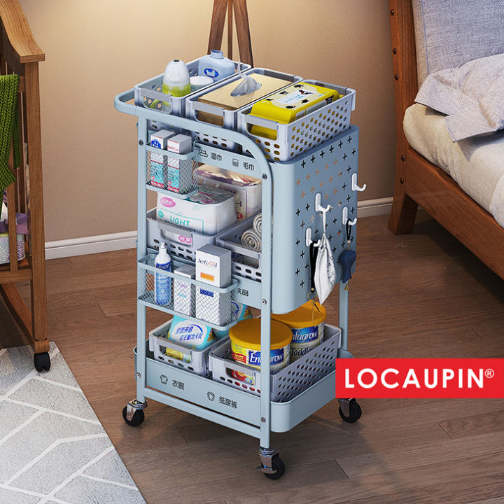 Locaupin Kitchen Metal Trolley Storage Racks Office Shelves Book ...