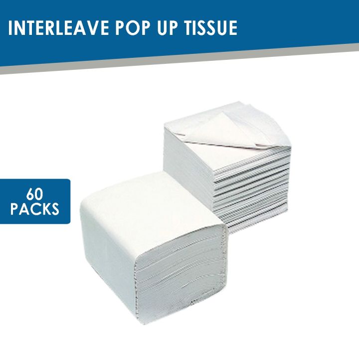 60 Packs Interleave Pop up Tissue 400 sheets 2 Ply Virgin Pulp ...