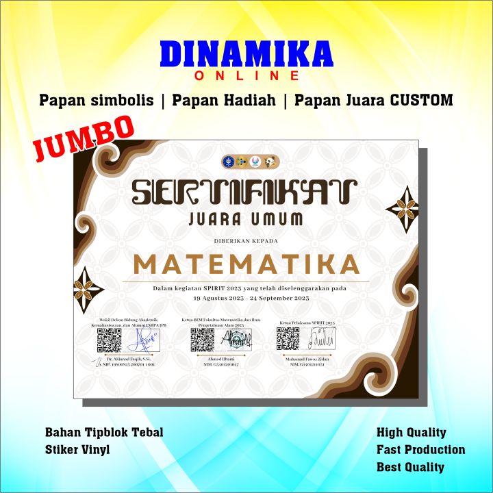 Papan Simbolis | Papan Hadiah | Papan Juara JUMBO (45 x 90 cm) | Lazada ...