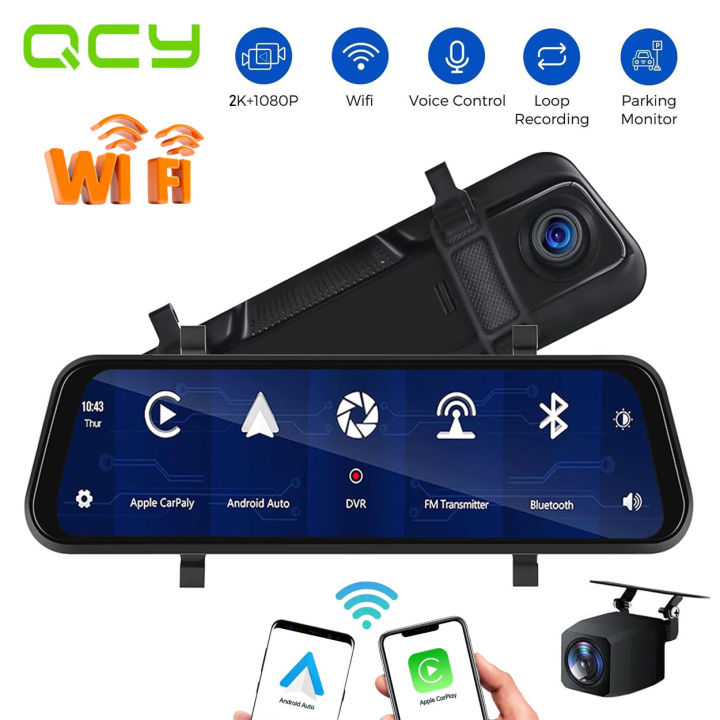 QCY N92 9.66" Touch Screen 2K+1080P Smart Screen Dash Camera Wireless ...