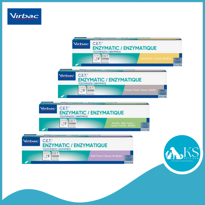 Virbac C.E.T Enzymatic Toothpaste 70g / 4 Flavors For Pet Cat Dog ...