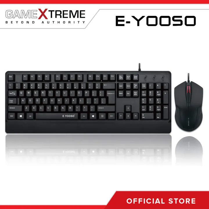 E-Yooso V-500 Wired Mute slim Membrane Keyboard Mouse Combos 104 keys ...