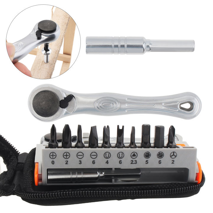 1/4 12PCS Portable Disassembling Ratchet Wrench Set Mini Ratchet Screwdriver Set Wrench ...