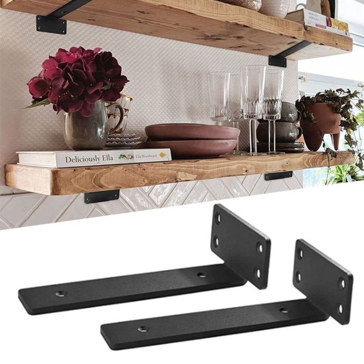 LONG10 Heavy Duty Floating Shelf Brackets Wall Mount Metal Shelve L ...
