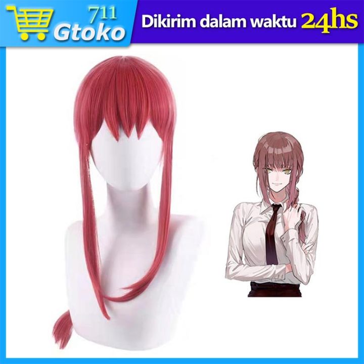 Wig Makima Cosplay Chainsaw Man Orang Dewasa/Anak-Anak Dapat ...