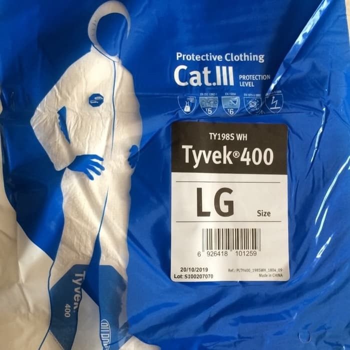 Tyvek 400 Diposable Coverall Dupont Tyvex Hospital Grade Government ...