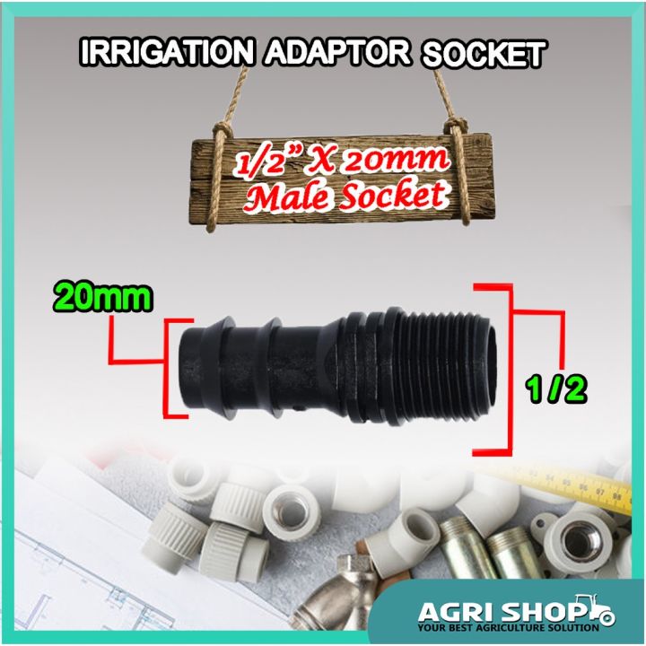 Agrishop 20mm X 12 Male Threaded Director Irrigation Hose Pipe Connector Socket Adapter