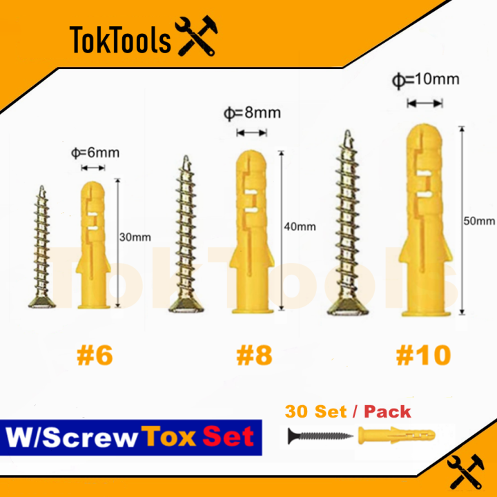 Tox With Screw Set Flat Head 6" ,8" ,10" Wall Gypsum Tax Plug | Lazada PH