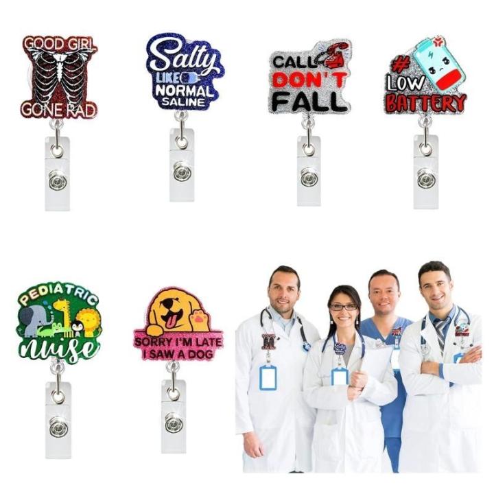 Doctor Nurse Badges Reels Holder Cartoon Acrylic Badges Holder with ...