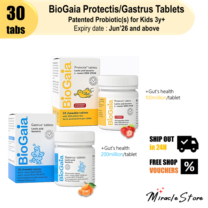 BioGaia Gastrus Protectis Tablets For Kids 30S L.Reuteri Probiotic ...
