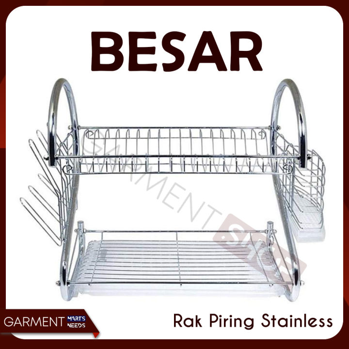 Rak Piring Stainless 2 Susun Anti Karat Peralatan Dapur Besar Murah ...