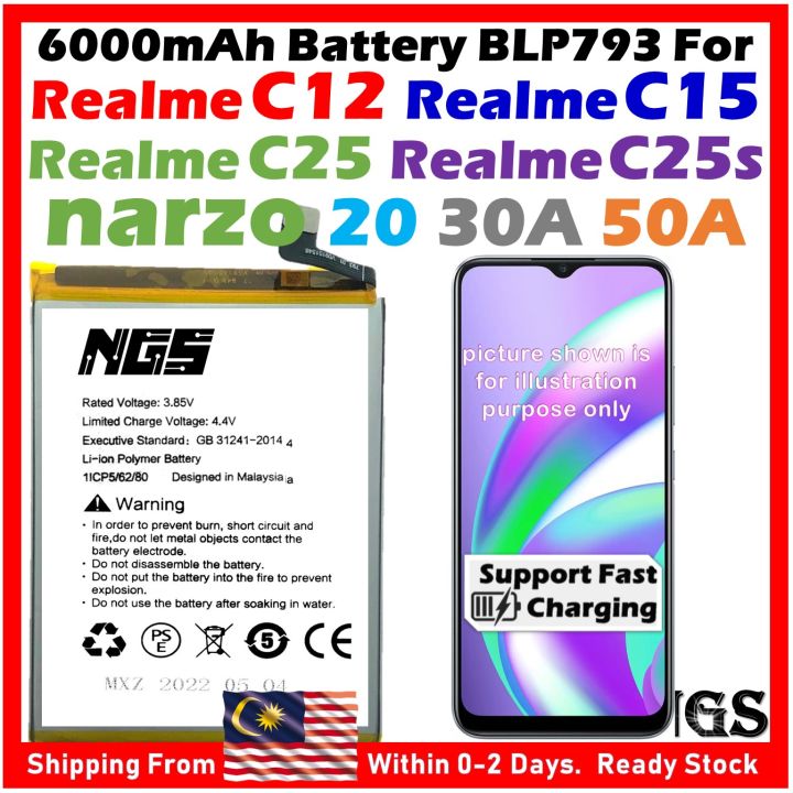 ORl NGS Brand 6000mAh Battery BLP793 Compatible For REALME C12 realme ...