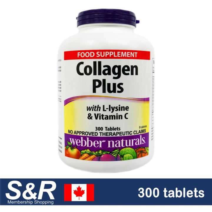 Webber Naturals Collagen Plus with L-lysine and Vitamin C 300 tablets ...