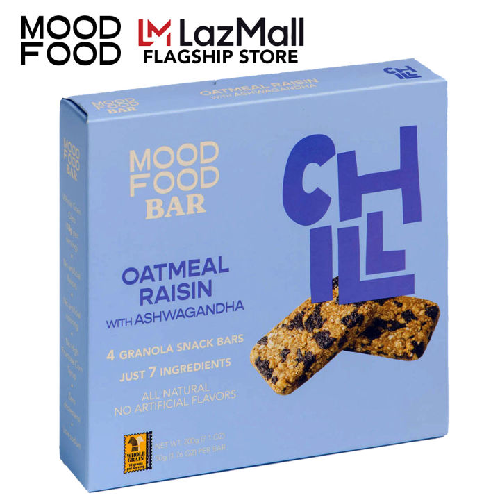 MOOD FOOD BAR CHILL Oatmeal Raisin with Ashwagandha (4 granola snack ...