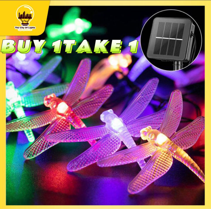 (BUY 1 TAKE 1) Dragonfly Solar String Lights Outdoor 30 Led Waterproof ...