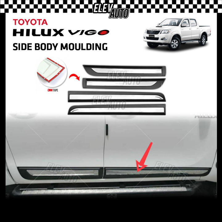 Toyota Hilux Vigo BLACK CHROME Side Body Moulding Door Lining Body ...