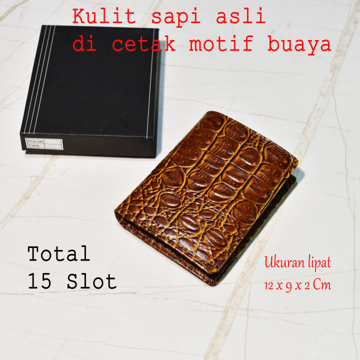 Dompet motif buaya 3/4 L-track kulit sapi | Lazada Indonesia