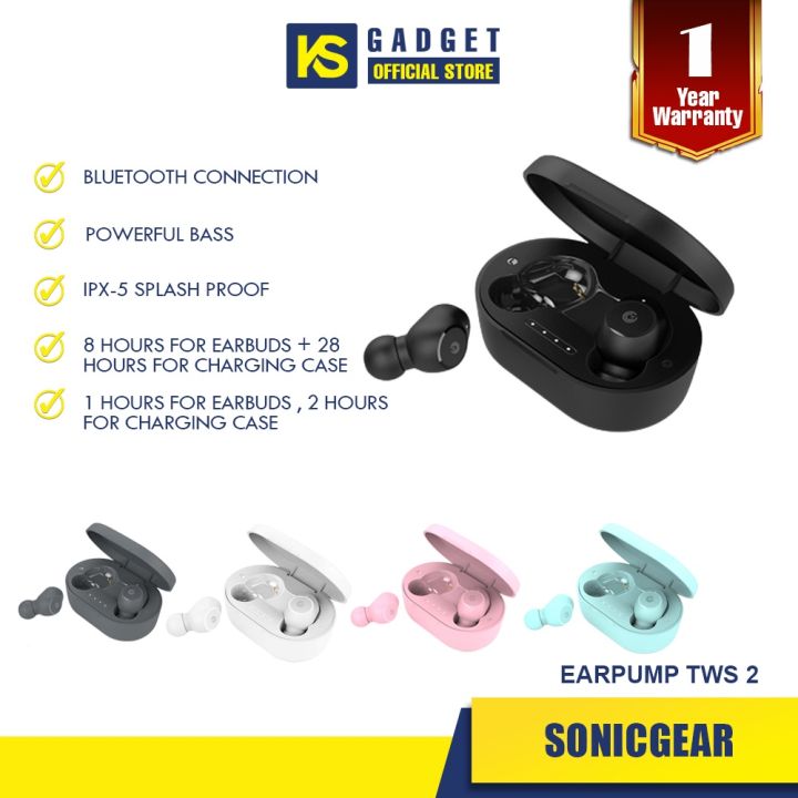 SonicGear Earpump TWS 2 Wireless Bluetooth Earbuds | Playtime Up to 36 ...