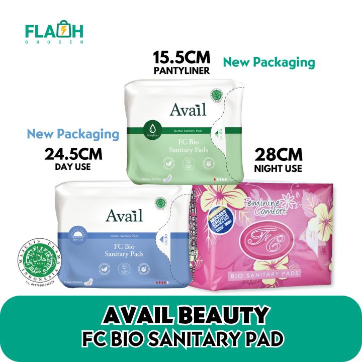 Avail FC Bio Sanitary Pad Herba Halal Pertama - Pantyliner(Hijau)/ Day ...