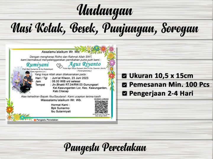 100pcs CETAK UNDANGAN BESEK | UNDANGAN SOROGAN | UNDANGAN PUNJUNGAN ...