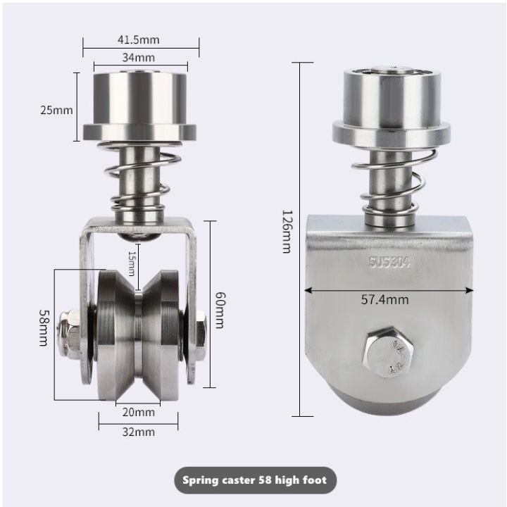 68mm/V/U/H 304 Stainless Steel Swivel Wheel 360° Rotational Sliding ...