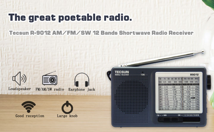 TECSUN R-9012 วิทยุ AM/FM/SW แบบพกพาขนาดเล็ก 12 แบนด์ความไวสูงและสัญญาณ ...