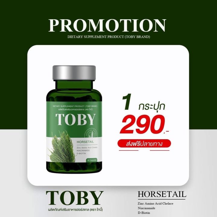 Toby Horsetail โทบี้หญ้าหางม้า วิตามินบำรุงผม (1 กระปุก มี 30 เม็ด ...