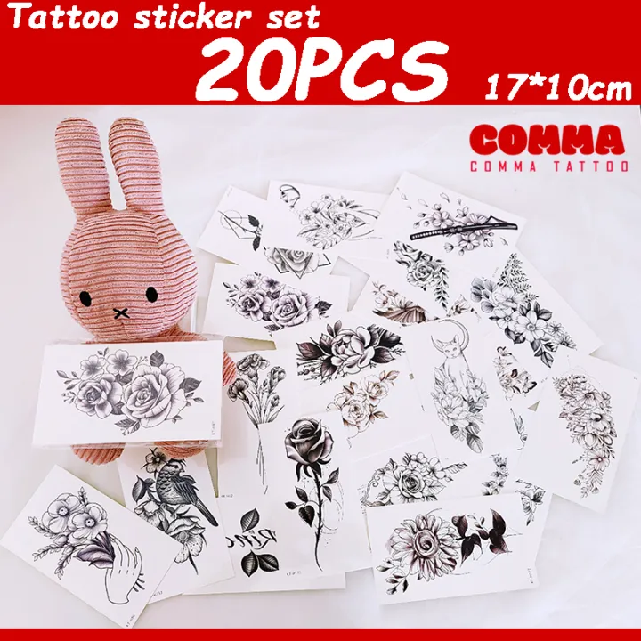 20in1 Rose tattoo Tato bunga Tato hewan Tato temporary Tato anak ...