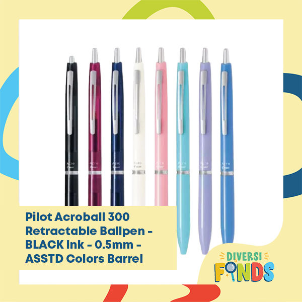 Pilot Acroball 300 Retractable Ballpen - BLACK Ink - 0.5mm - ASSTD ...