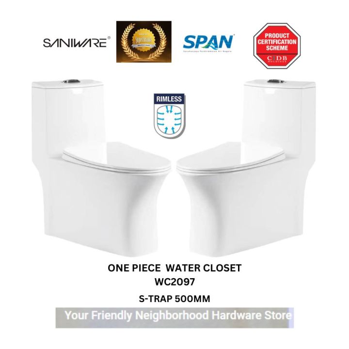WC2097 SANIWARE SIPHONIC RIMLESS ONE PIECE WATER CLOSETS-TRAP 500MM ...
