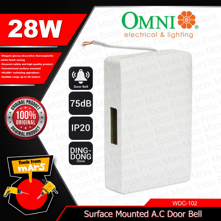 OMNI Surface Mounted Doorbell AC IP20 75dB Surface Mounted A.C. Wired ...